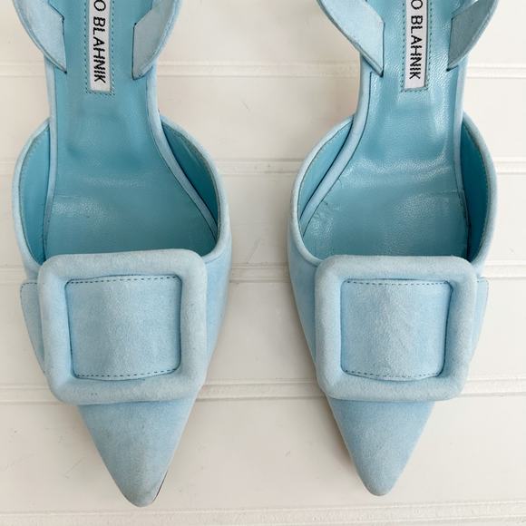 Manolo Blahnik | Shoes | Manolo Blahnik Maysli Slingback Buckle Suede ...